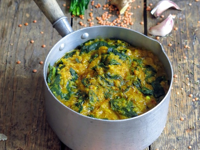 Dahl de lentilles aux épinards - Recette par Artichaut et cerise noire