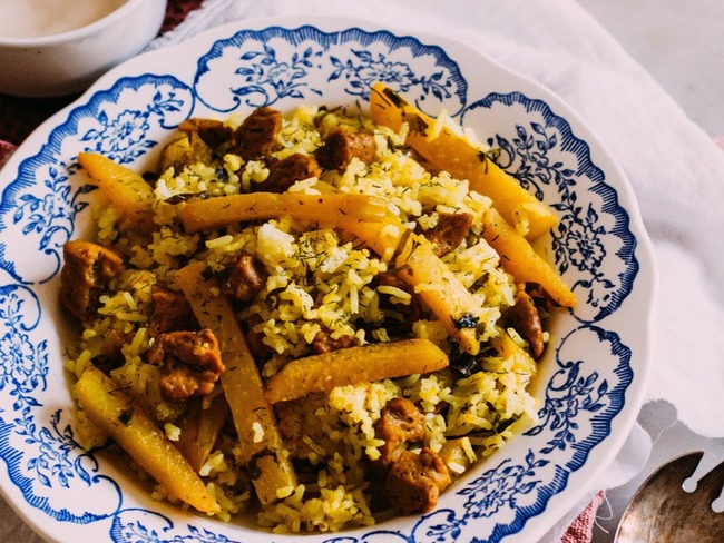 Kalam polo shirazi : riz iranien au chou rave et aux herbes - Recette ...