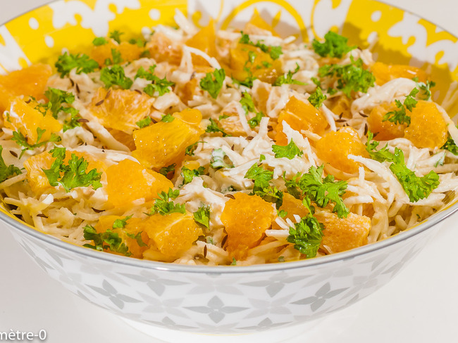 Salade de céleri rave, orange et carvi - Recette par kilometre-0