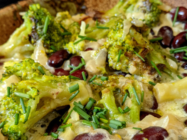 Poêlée de brocolis et haricots rouges au lait de coco. - Recette par Nadji